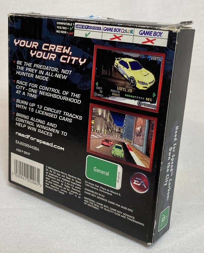 Game | Nintendo Game Boy Advance GBA | Need For Speed: Carbon Own The